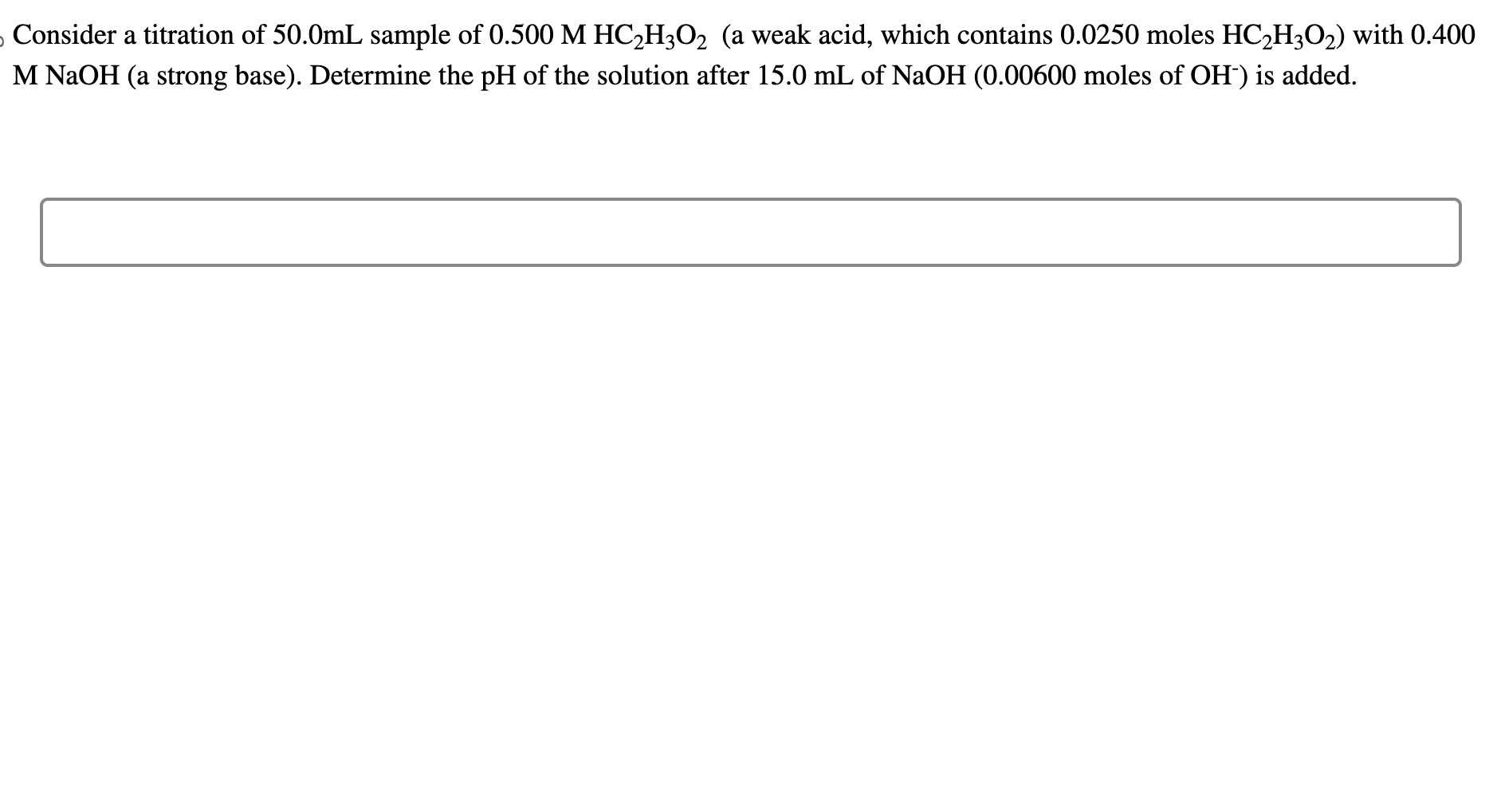 Solved Consider a titration of 50.0mL ﻿sample of | Chegg.com