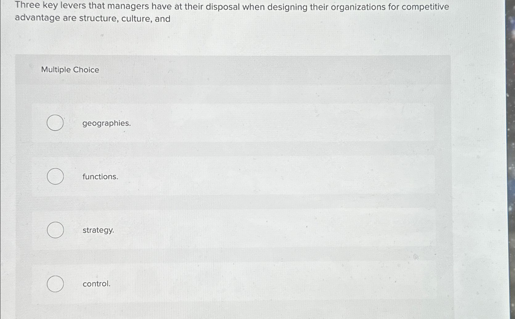 Solved Three key levers that managers have at their disposal | Chegg.com