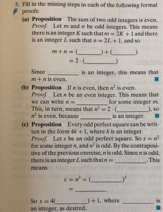 Solved 5. Fill in the missing steps in each of the following | Chegg.com