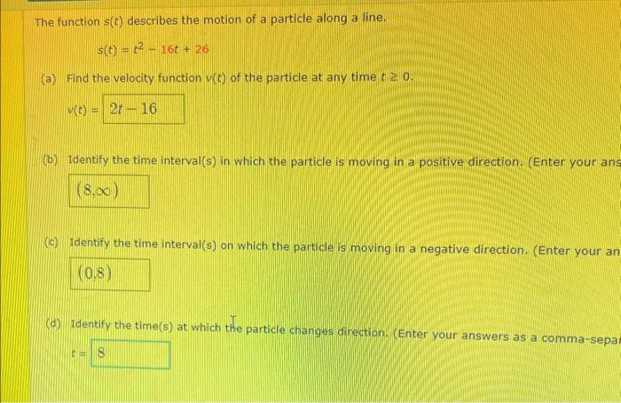 Solved The Function S T Describes The Motion Of A Particle