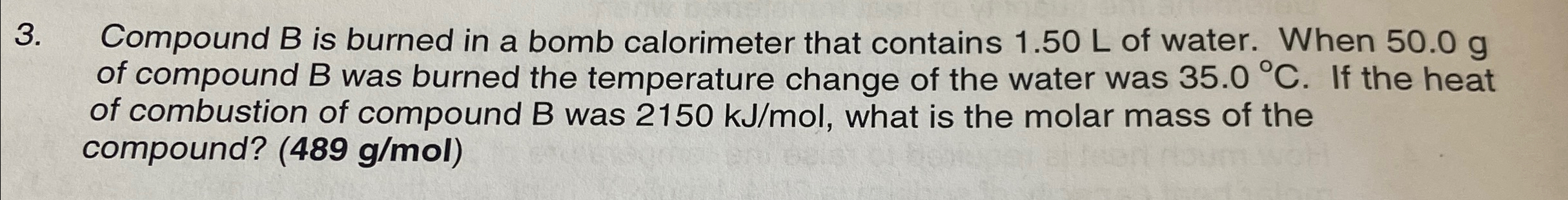 Solved Compound B ﻿is burned in a bomb calorimeter that | Chegg.com
