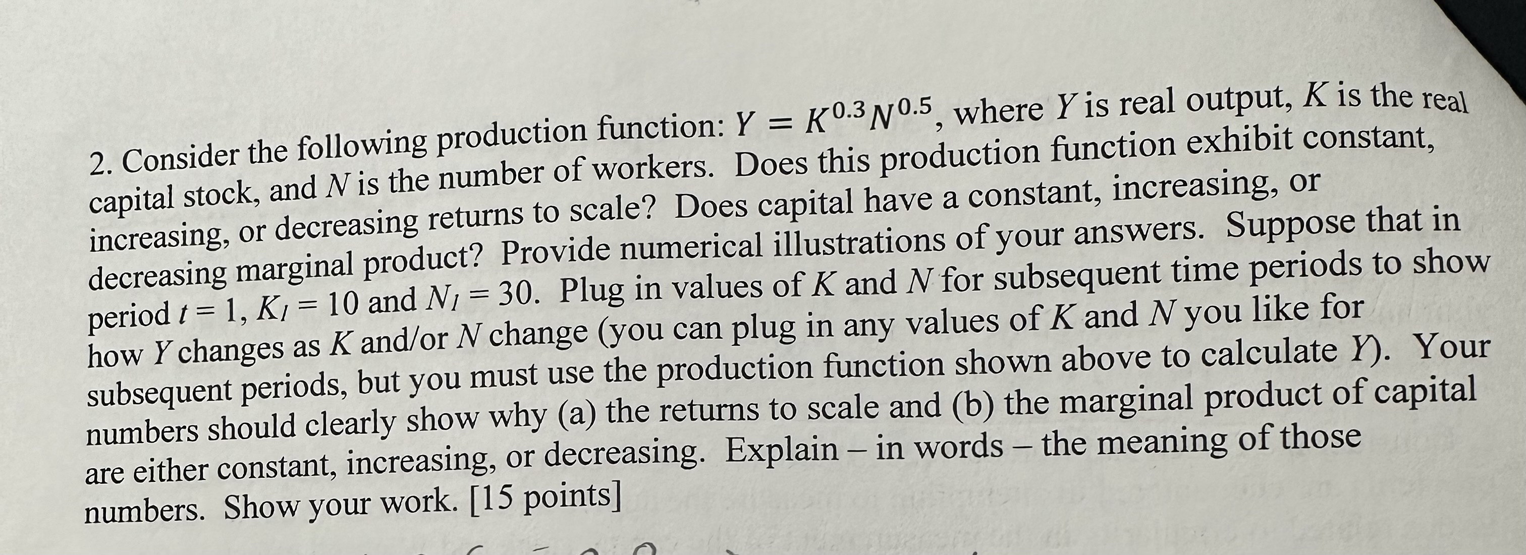Solved Consider the following production function: | Chegg.com