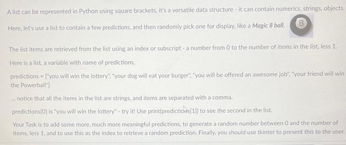 Solved A list can be represented in Python using square | Chegg.com