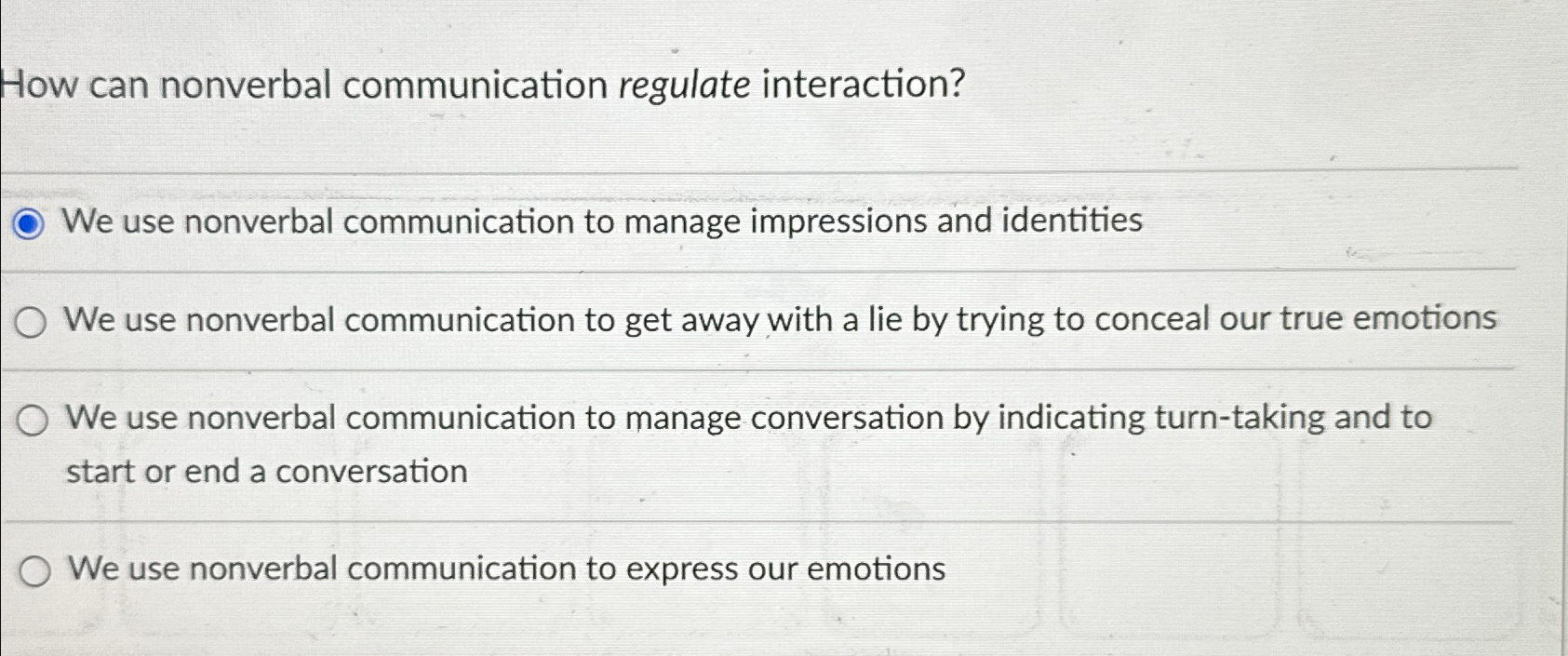 How can nonverbal communication regulate | Chegg.com