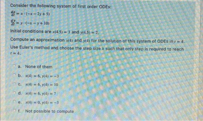 Solved Consider the following system of first order ODES: - | Chegg.com