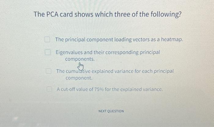 Solved The PCA card shows which three of the following? The | Chegg.com