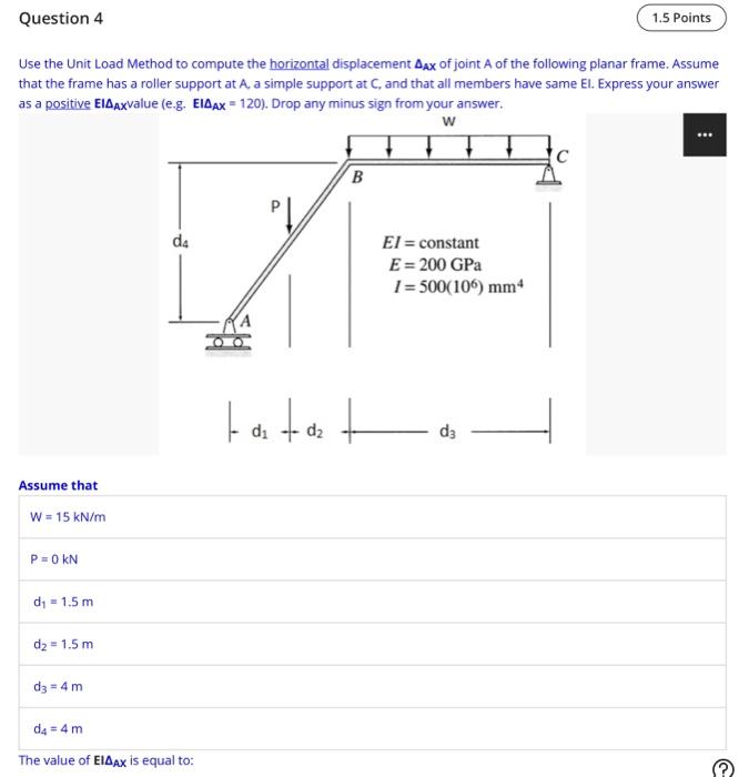 Solved Use the Unit Load Method to compute the horizontal | Chegg.com