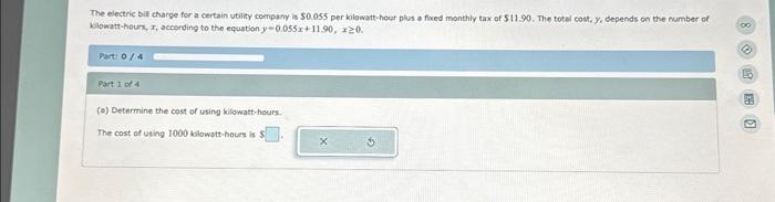 Solved The electric bill charge for a certain vtility | Chegg.com