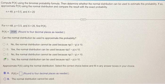 Solved Compute P(X) using the binomial probability formula. | Chegg.com
