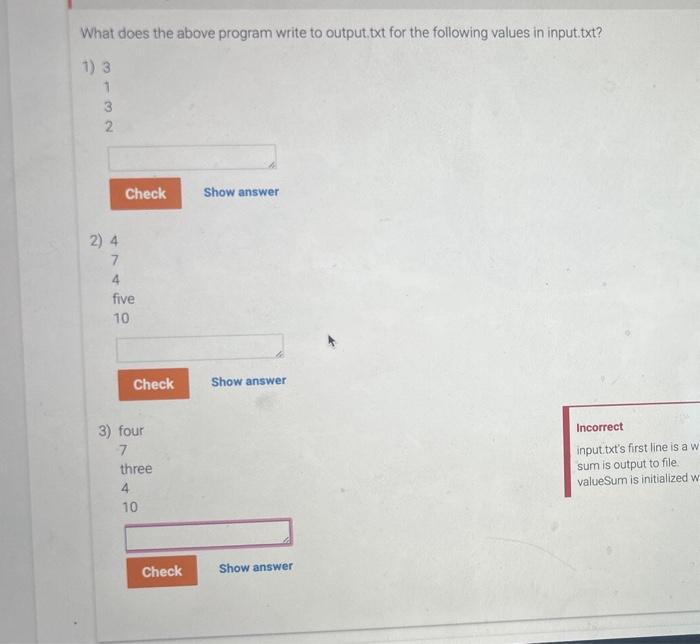 What does the above program write to output.txt for | Chegg.com