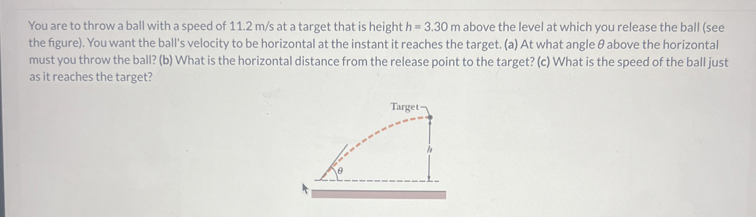 Solved You are to throw a ball with a speed of 11.2ms ﻿at a | Chegg.com