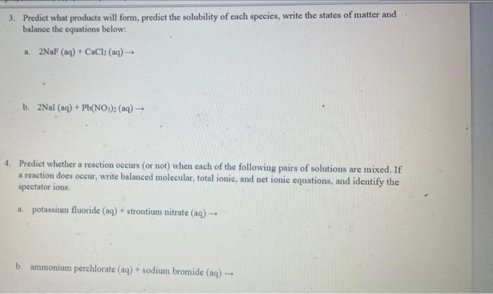 Solved 1. Write a balanced equation for the dissolution of | Chegg.com