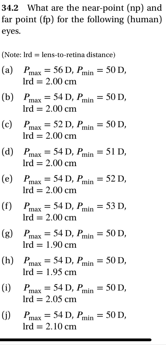 Solved 34.2 ﻿What are the near-point (np) ﻿and far point | Chegg.com