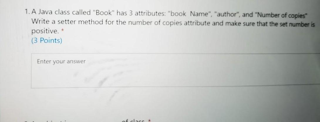 Solved 1 A Java Class Called Book Has 3 Attributes Book