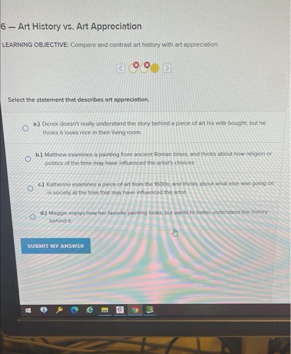 Solved 6 - Art History vs. Art Appreciation LEARNING | Chegg.com