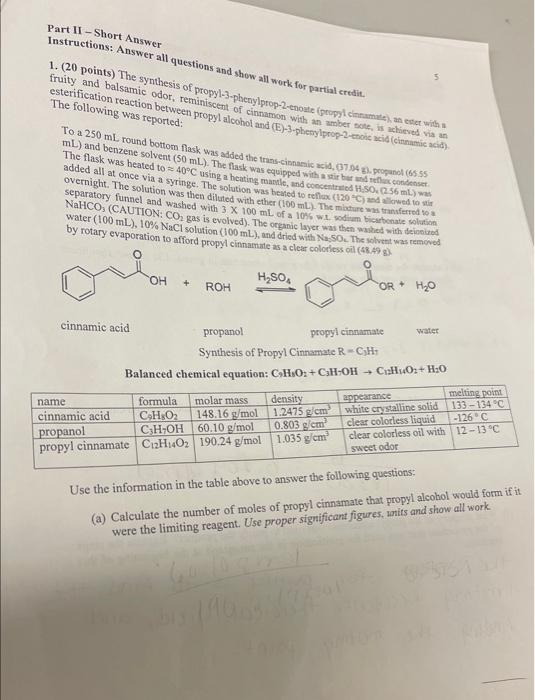 Solved Part II - Short Answer Instructions: Answer all | Chegg.com
