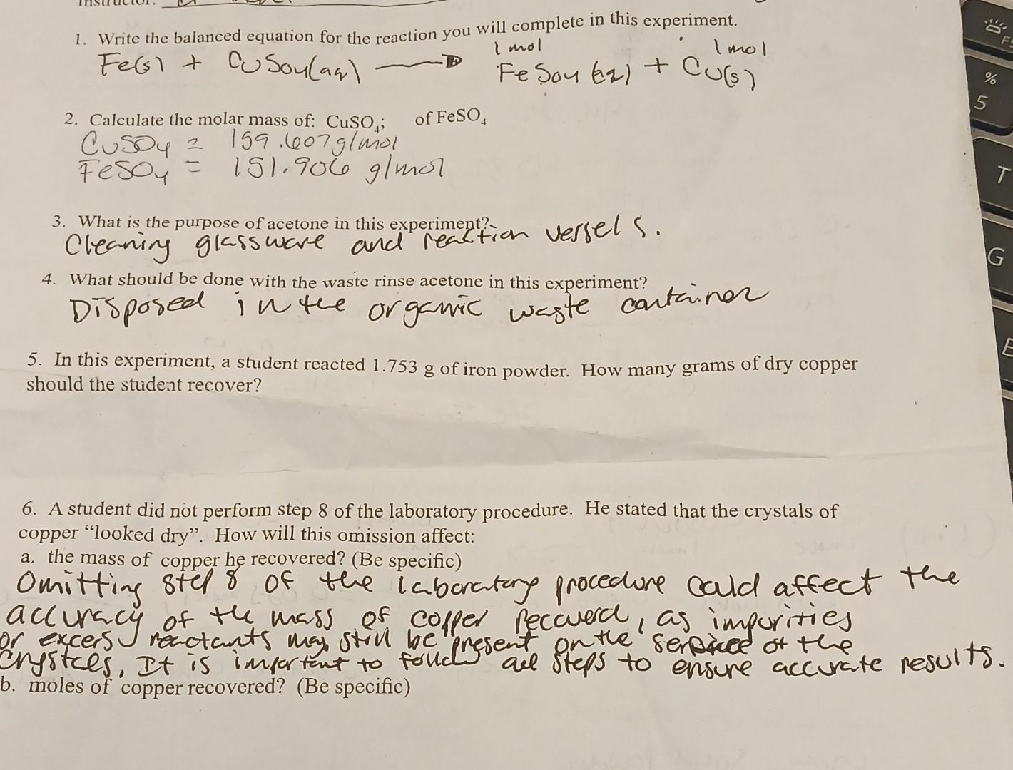 Solved 2. Calculate the molar mass of: CuSO4; of FeSO4 | Chegg.com