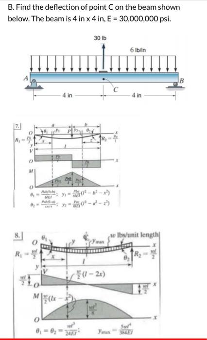 Solved B. Find the deflection of point C on the beam shown | Chegg.com
