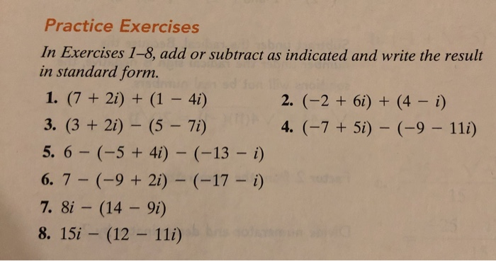 Solved Practice Exercises In Exercises 1-8, add or subtract | Chegg.com