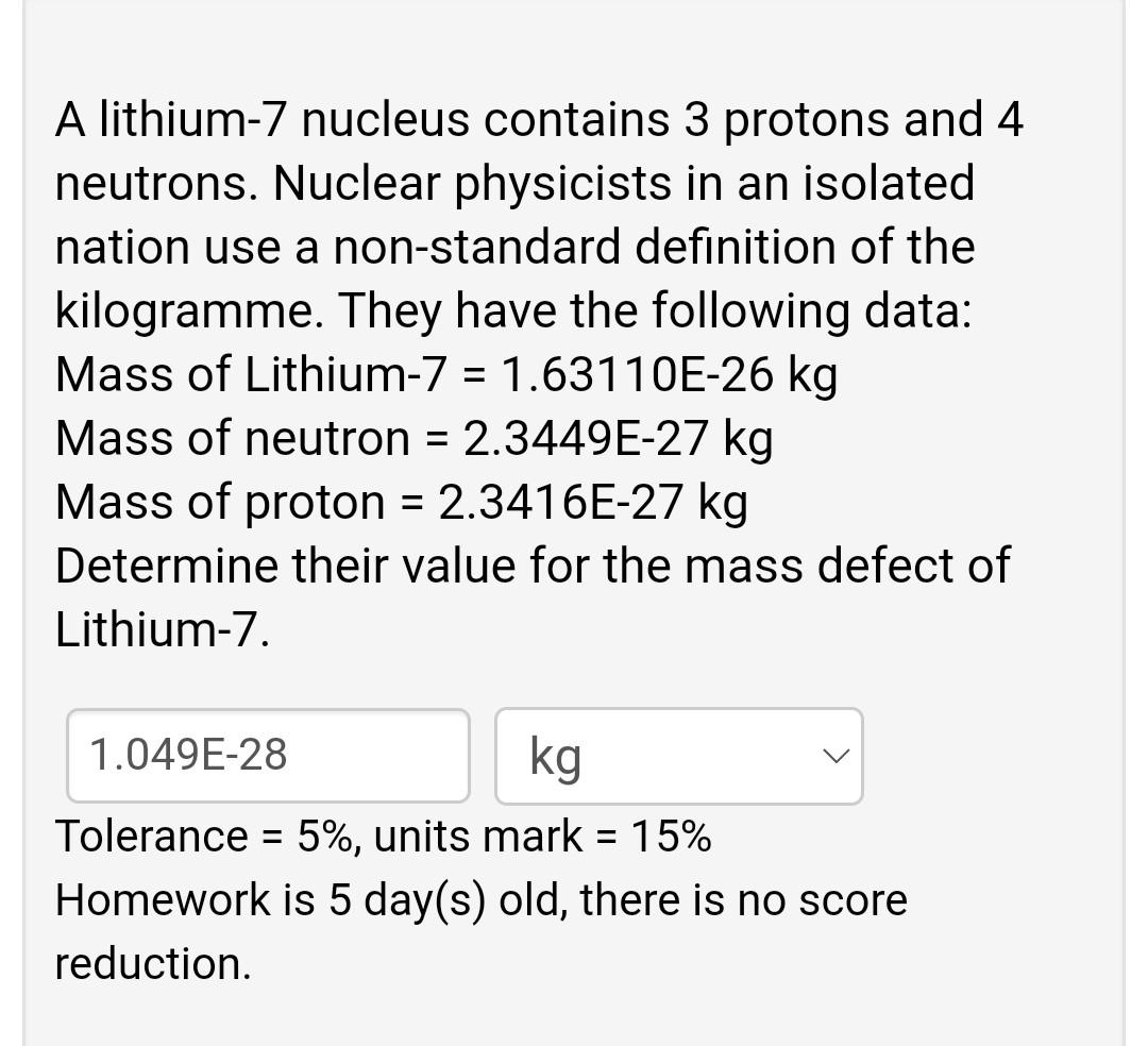 Solved A lithium-7 nucleus contains 3 protons and 4 | Chegg.com
