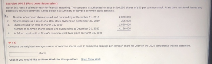 Solved Exercise 16-15 (Part Level Submission) Novak Inc. | Chegg.com
