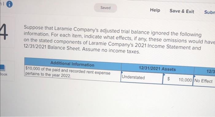 Solved 4 Book Saved Help Save & Exit Subr Suppose that | Chegg.com