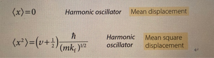 Solved (x)=0 Harmonic oscillator Mean displacement ħ | Chegg.com