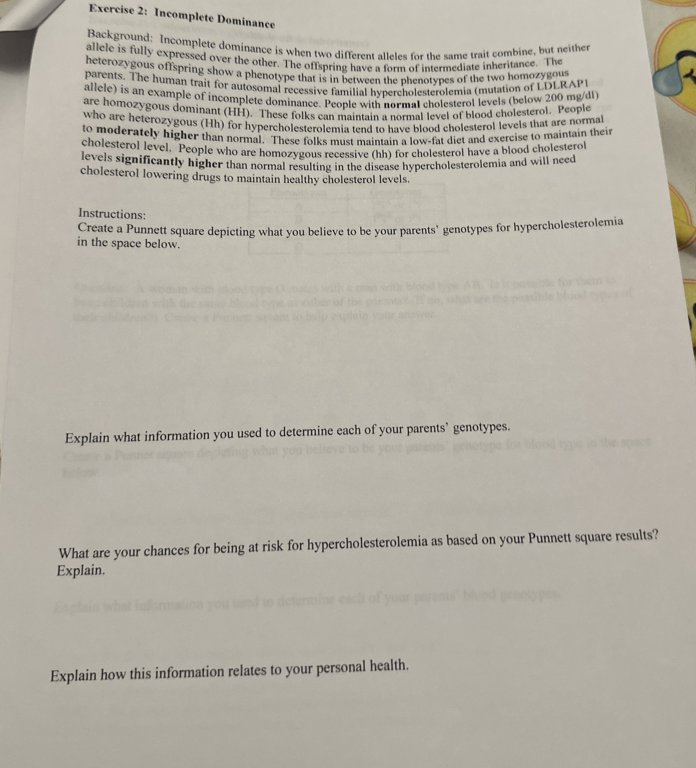 Solved Exercise 2: Incomplete DominanceBackground: | Chegg.com