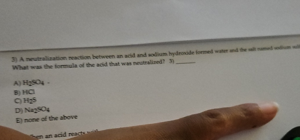 Solved A neutralization reaction between an acid and sodium | Chegg.com