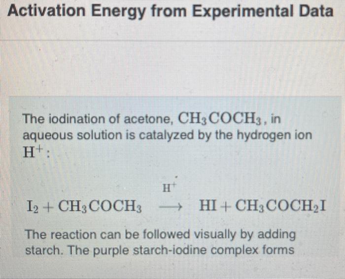 Solved Activation Energy from Experimental Data The | Chegg.com