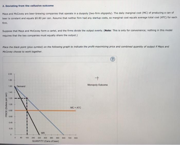 Solved 2. Deviating from the collusive outcome Mays and | Chegg.com