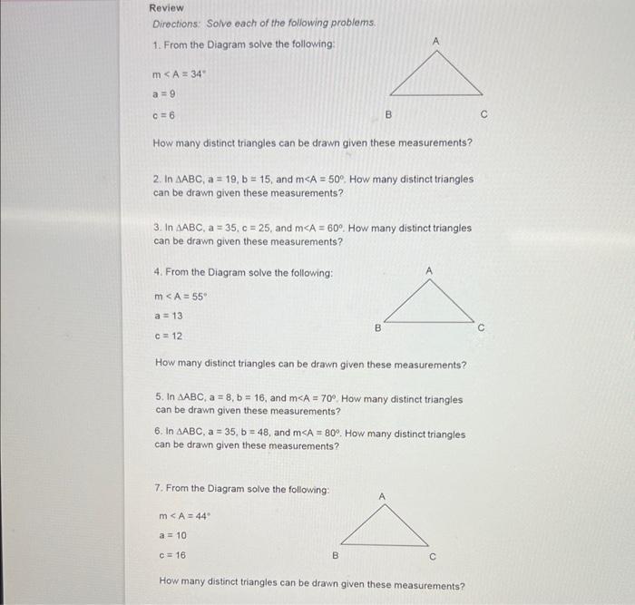 Solved Review Directions: Solve each of the following | Chegg.com