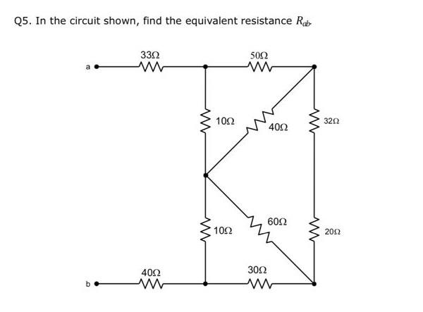 Solved Q5. In the circuit shown, find the equivalent | Chegg.com