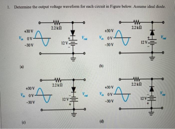 Solved 1. Determine the output voltage waveform for each | Chegg.com