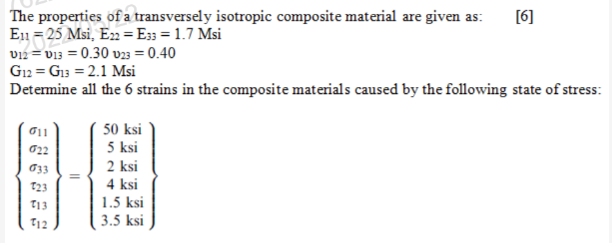 Solved [6] The properties of a transversely isotropic | Chegg.com
