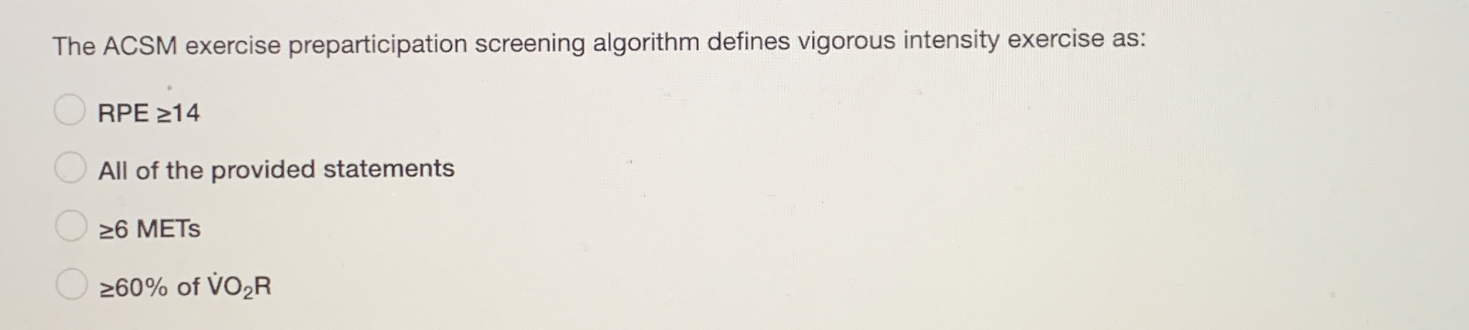 Solved The ACSM exercise preparticipation screening | Chegg.com