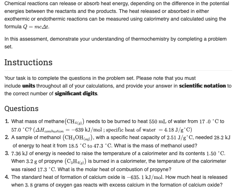 Solved Chemical reactions can release or absorb heat energy, | Chegg.com