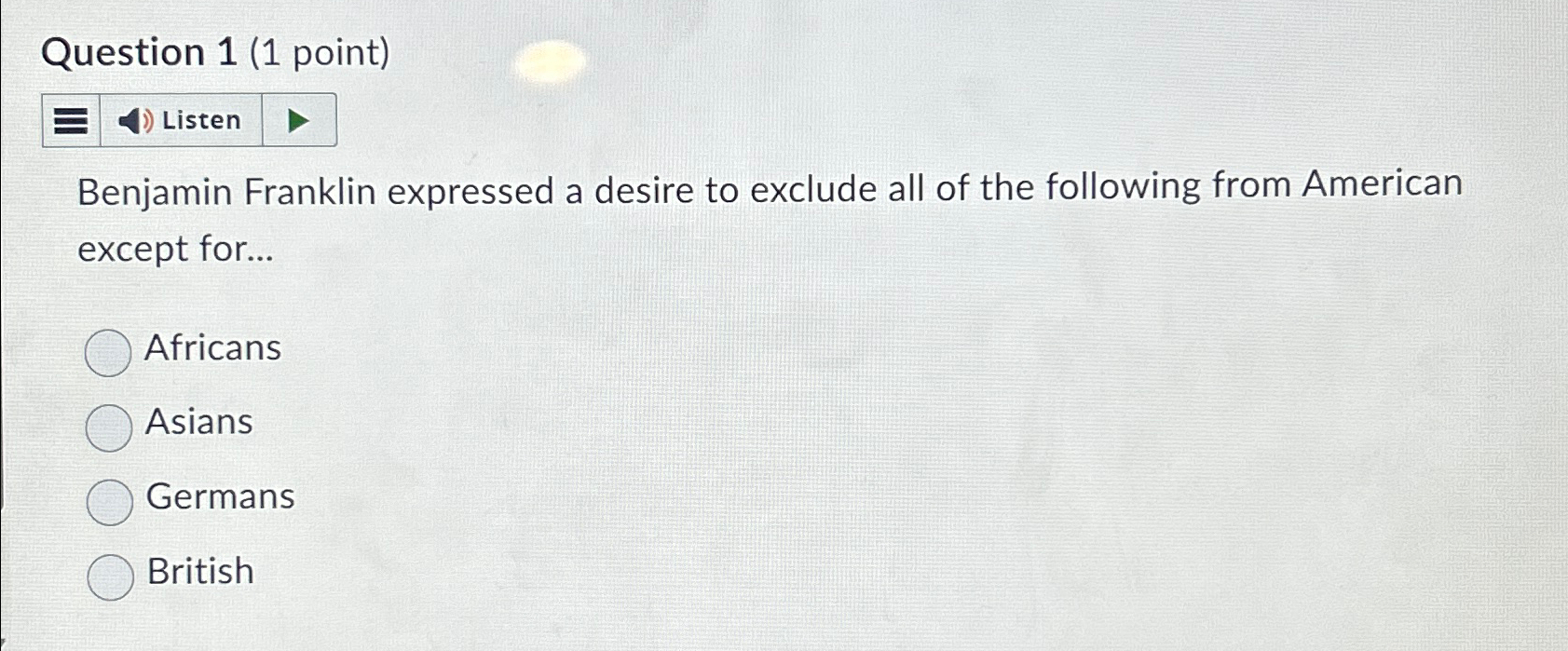Solved Question 1 (1 ﻿point)Benjamin Franklin expressed a | Chegg.com