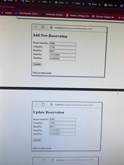 Solved Add New Reservation ReservationNo: ClientNo: BookNo: | Chegg.com