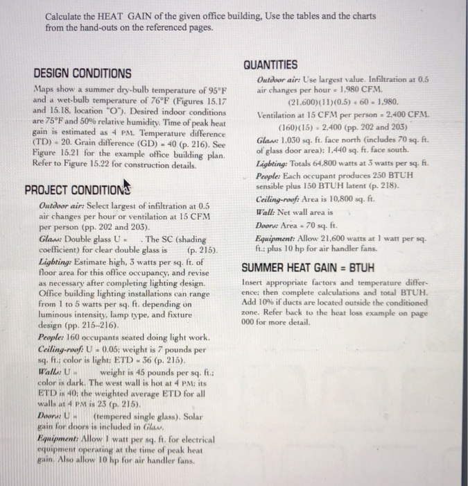 Calculate the HEAT GAIN of the given office building, | Chegg.com