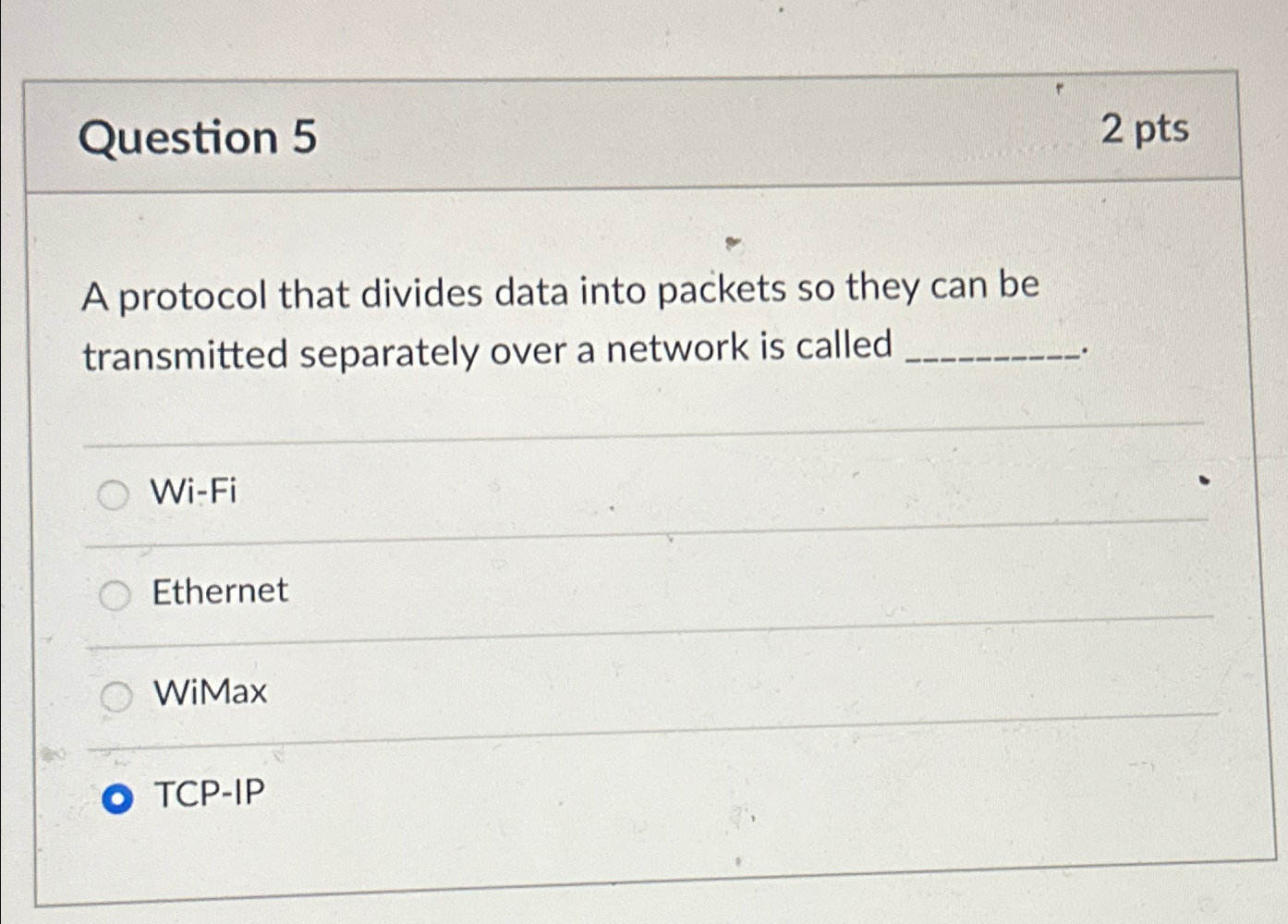 Solved Question 52ptsA protocol that divides data into | Chegg.com