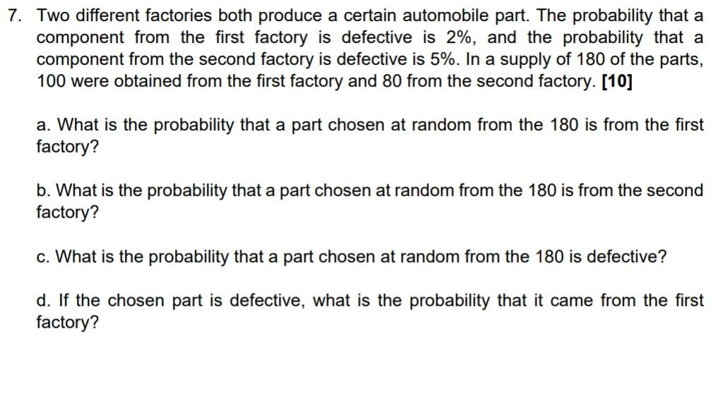 Solved Two different factories both produce a certain | Chegg.com