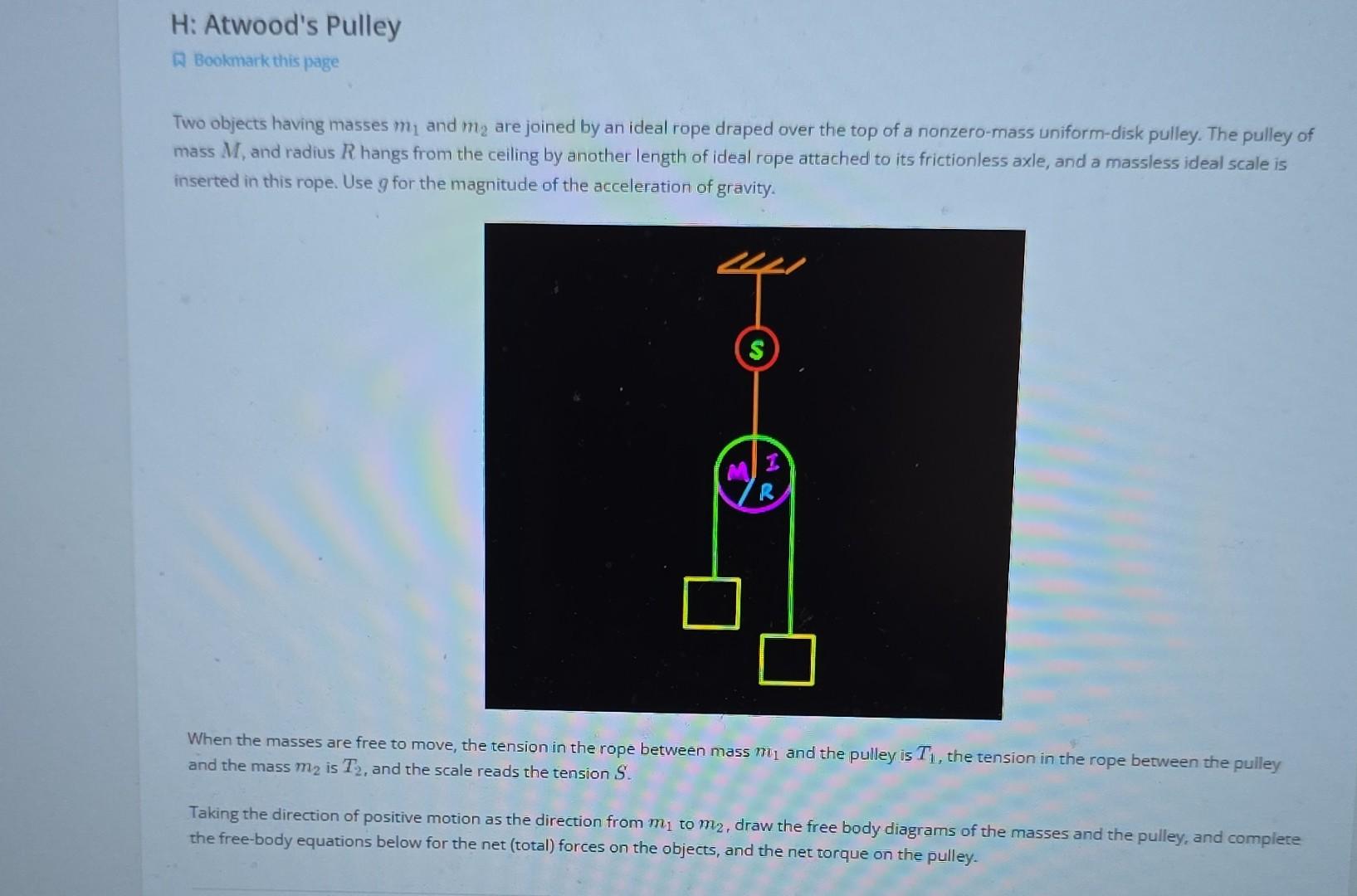 Solved Two Objects Having Masses M1 And M2 Are Joined By An