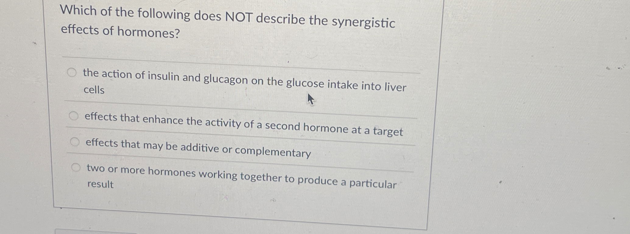 Solved Which of the following does NOT describe the | Chegg.com