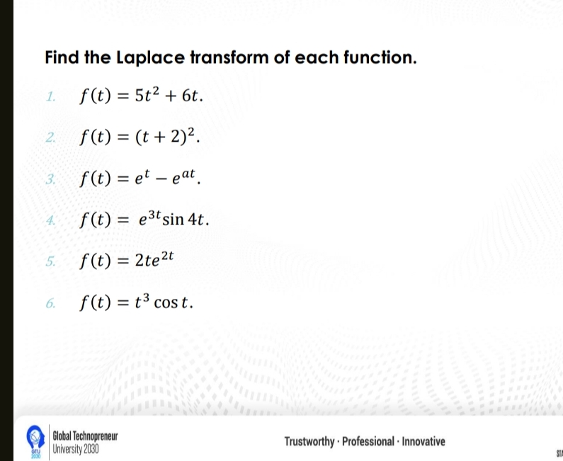 Solved Find the Laplace transform of each | Chegg.com