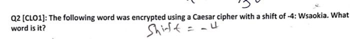 Solved Q2 [CLO1]: The following word was encrypted using a | Chegg.com