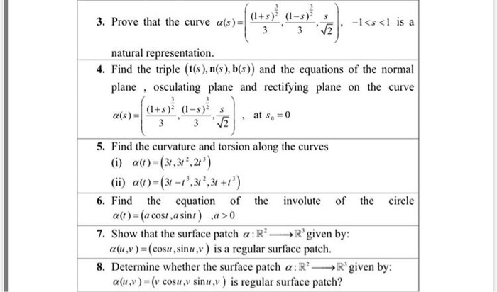 Solved 3. Prove that the curve als) = -I 0 7. Show that the | Chegg.com