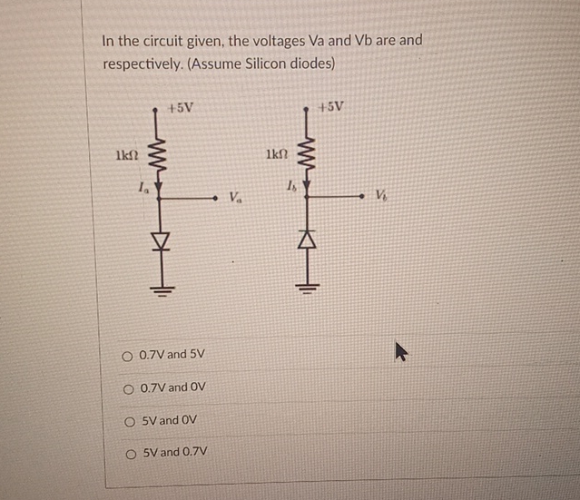 Solved In the circuit given, the voltages Va ﻿and Vb ﻿are | Chegg.com