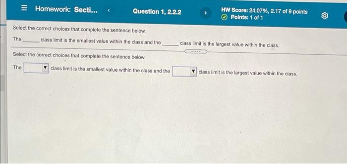 Solved Homework Secti Question 1 2 2 2 Hw Score