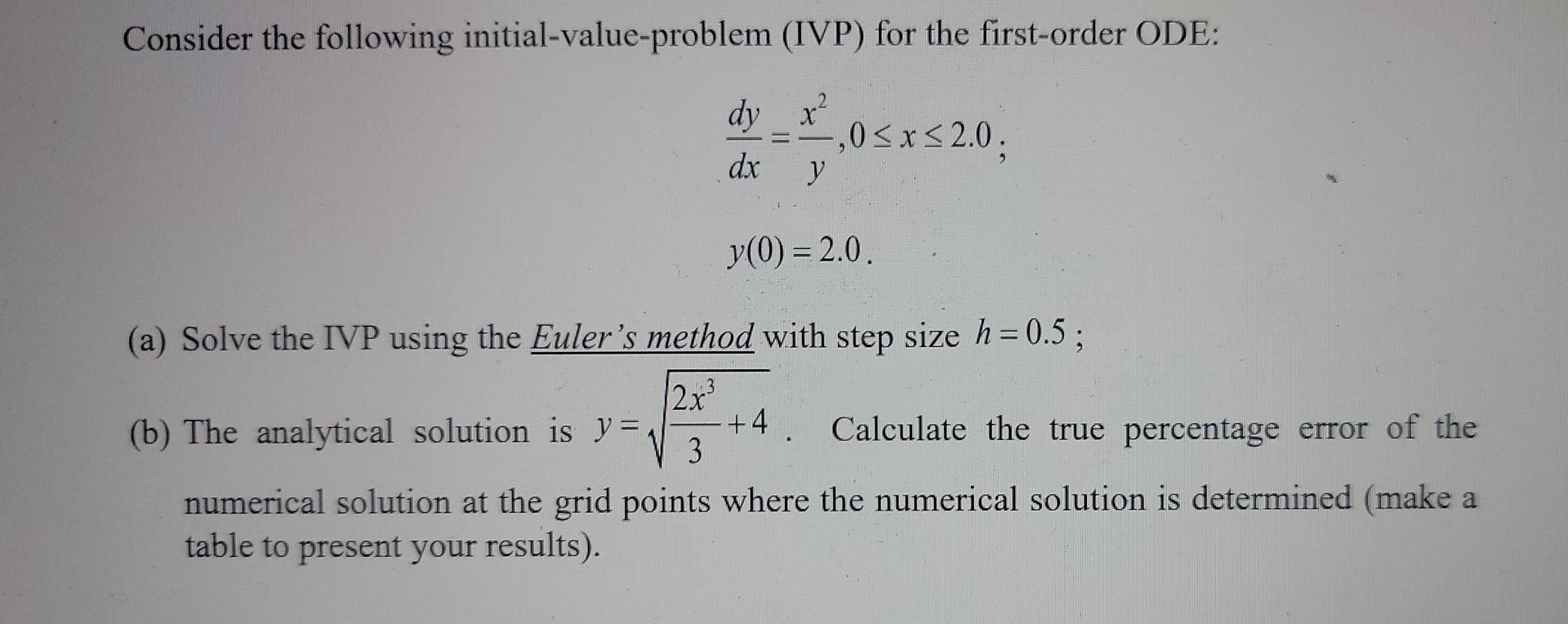 Solved Consider the following initial-value-problem (IVP) | Chegg.com
